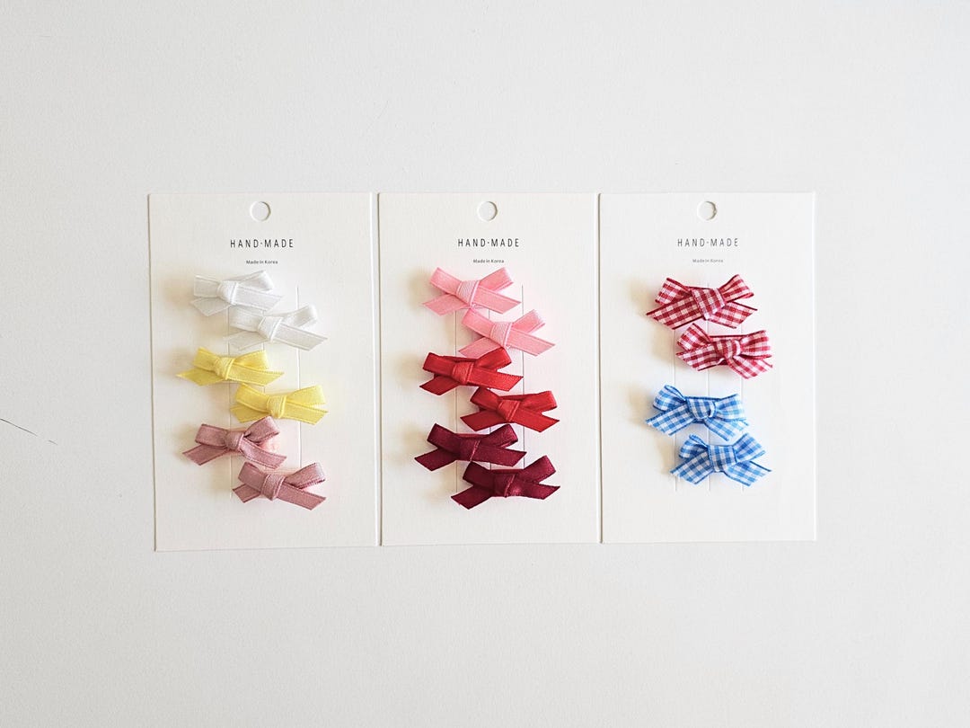 Mini Bow Hair Clip Set of 4, Baby Girl Hair Clips, Tiny Bow Snap Clip ...