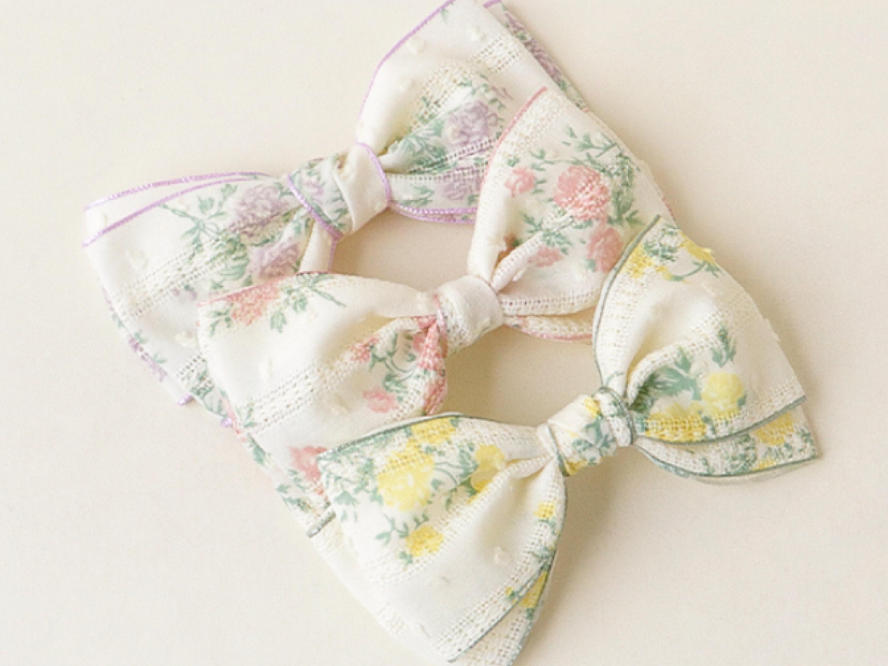 Floral Toile Hair Bow, Fabric Hair Bow for Girls on Clip, Flower Girl ...