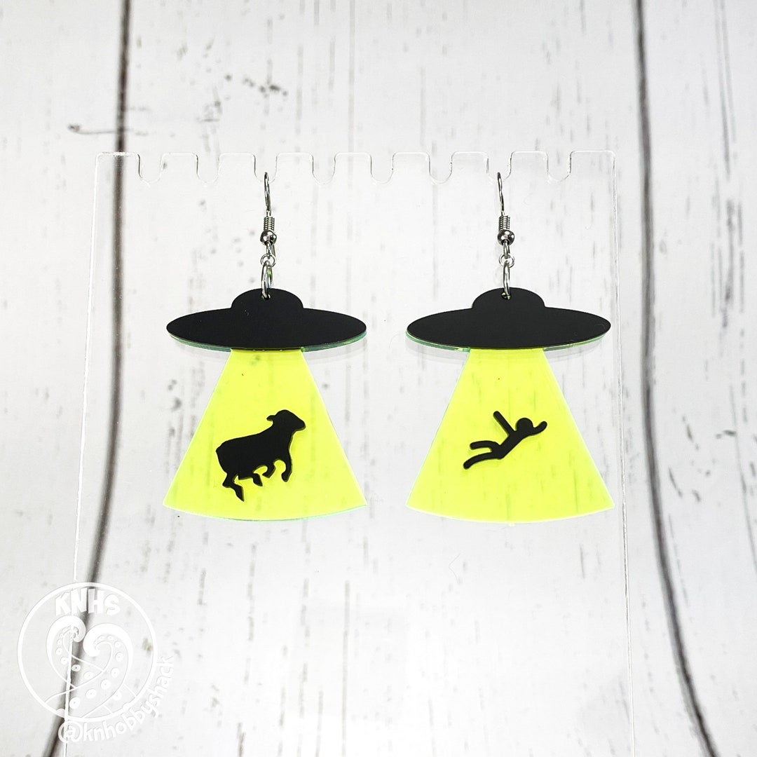UFO Cow/human Abduction Earring ~ Alien Abduction Dangle Earring ...