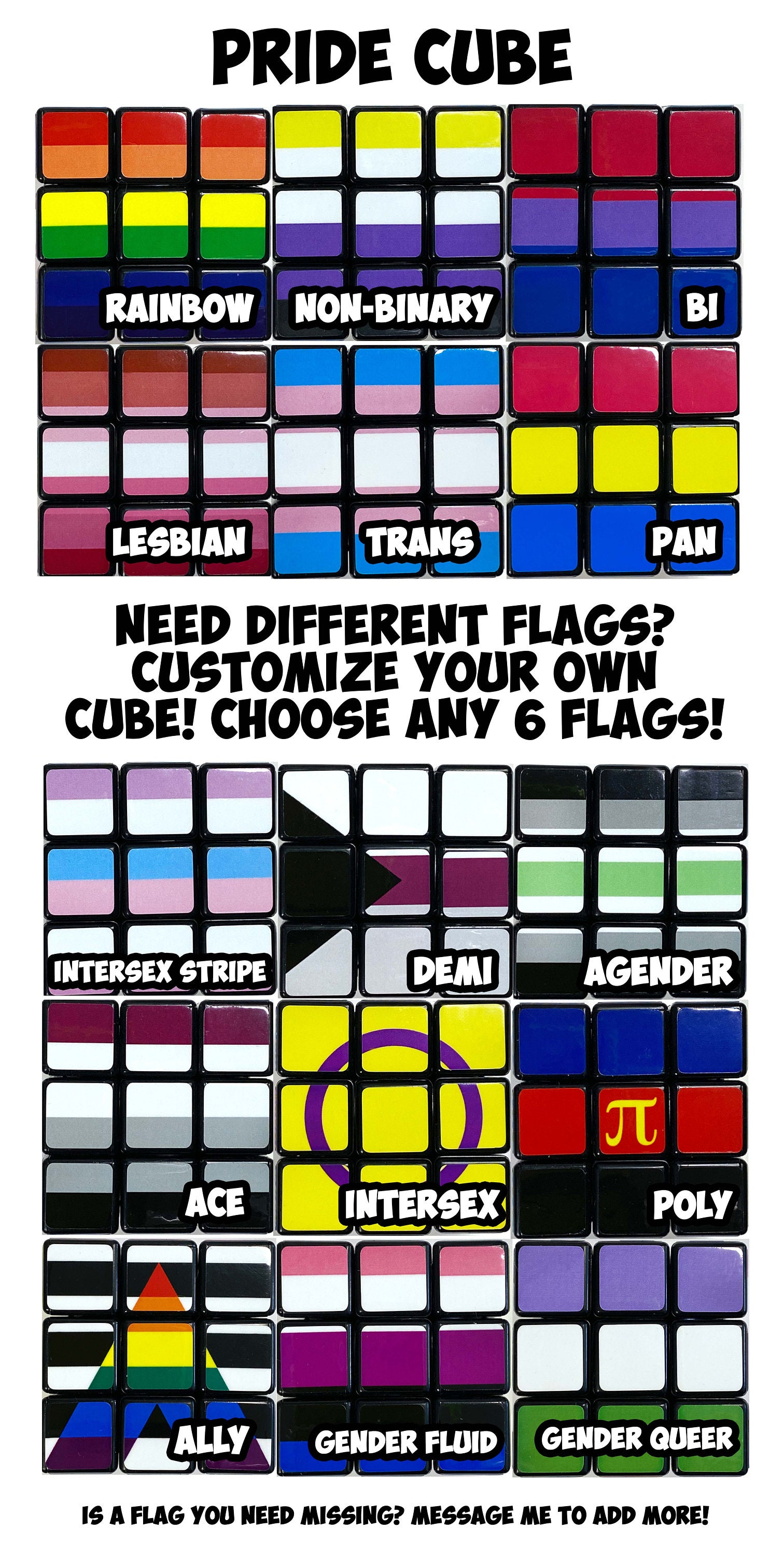 Pride Flags 3x3 Puzzle Cube Custom Pride Working Puzzle | Etsy