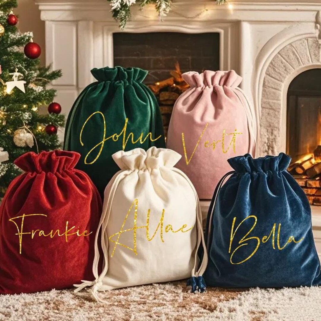 Personalized Velvet Christmas Santa Sack: Handmade Xmas Gift Bag - Etsy