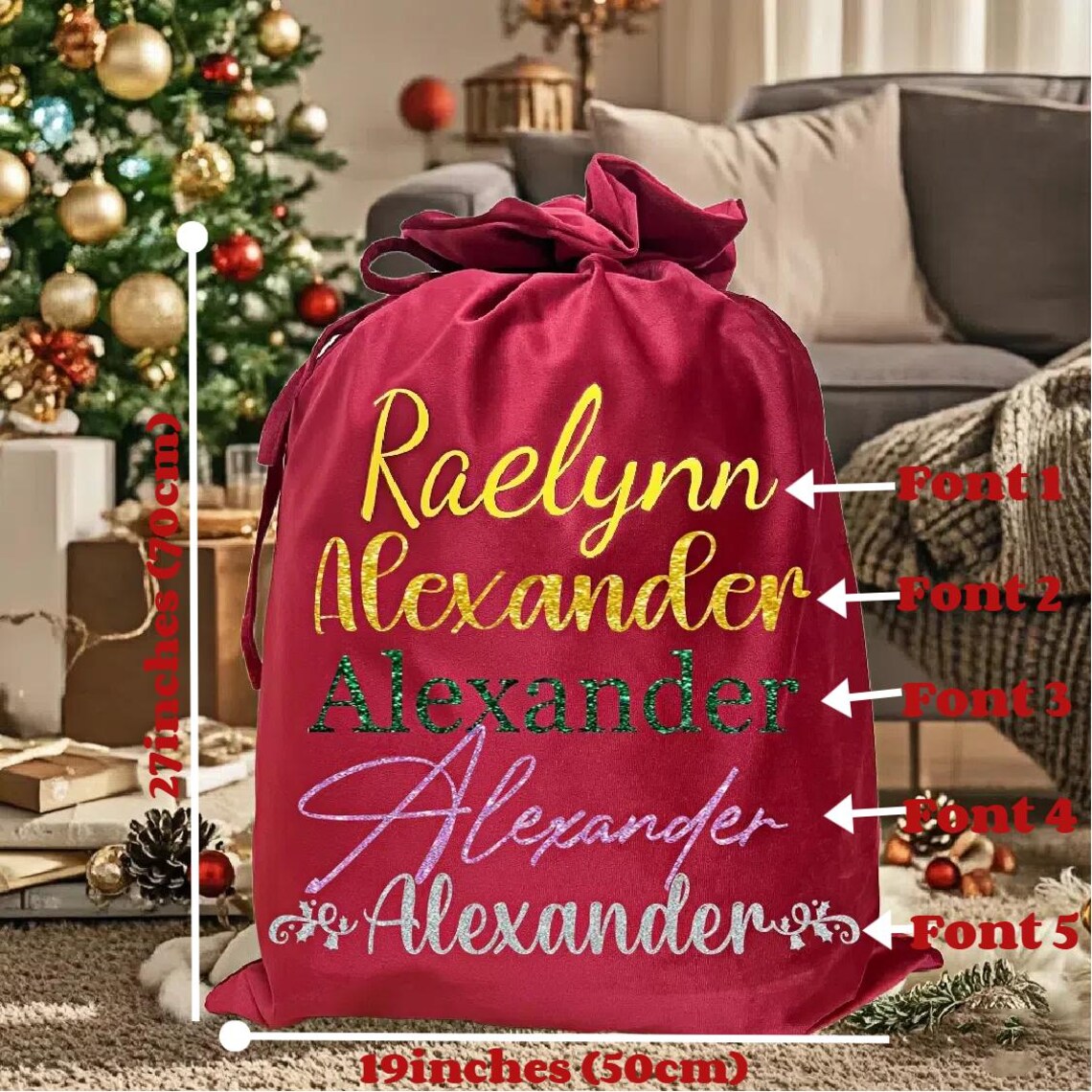 Personalized Velvet Santa Sack: Christmas Eve Gift Bag - Etsy