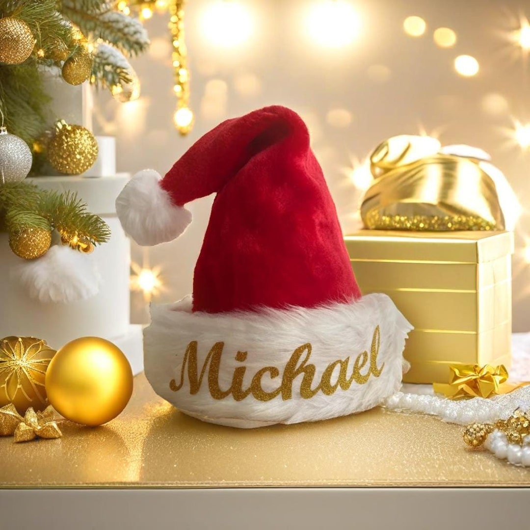 Santa Hats With Names, Custom Santa Hats, Xmas Personalized Hat ...