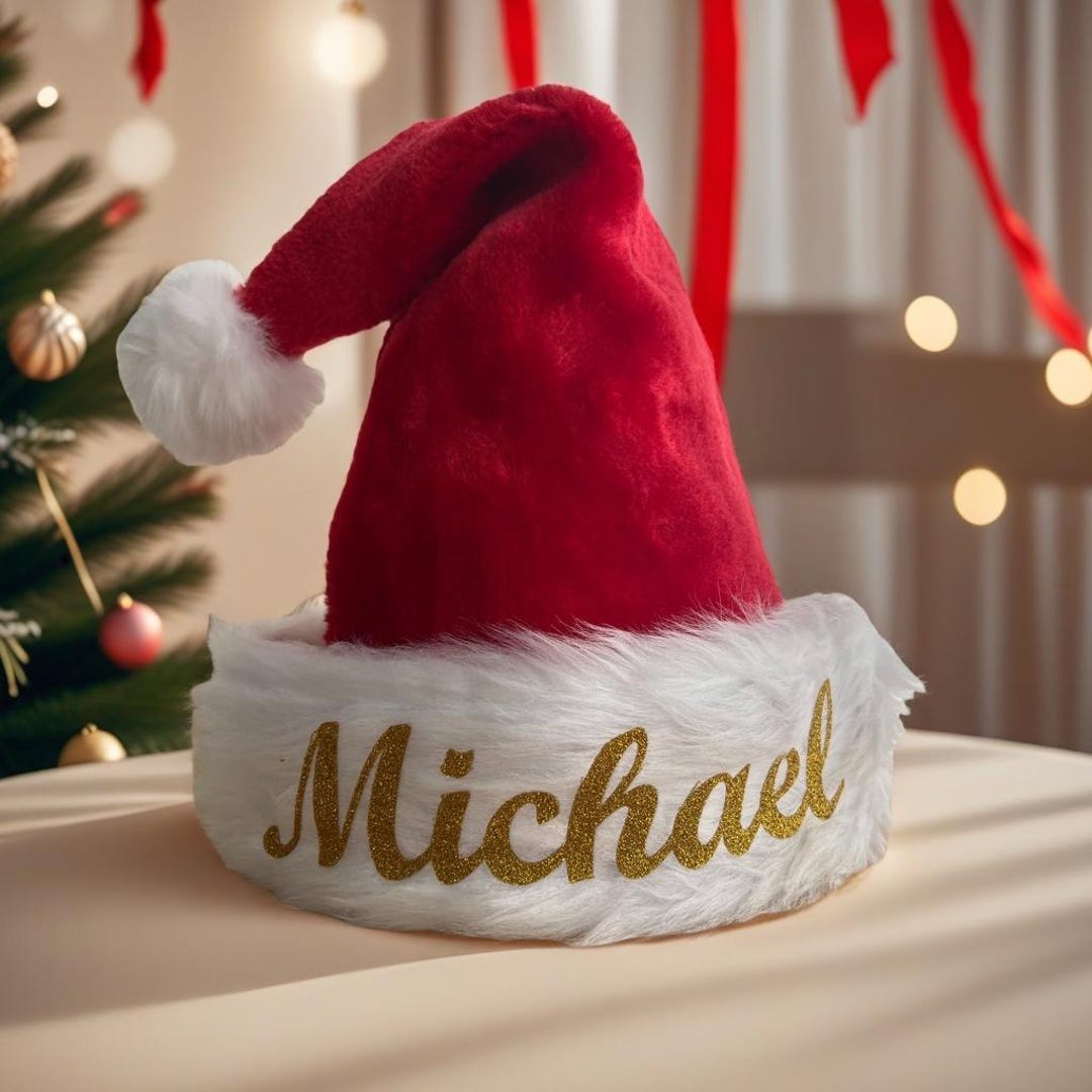 Personalized Santa Hats, Custom Plush Velvet Santa Hat, Hats for ...