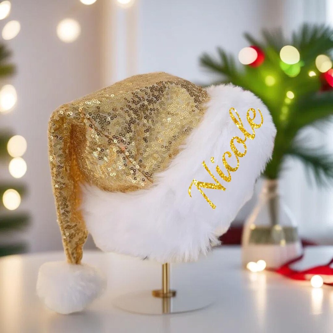 Personalized Santa Hat, Custom Santa Hats, Beanie for Christmas ...