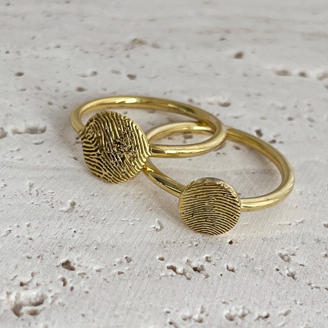 Custom Actual Fingerprint Engraved Signet Ring, Personalized ...