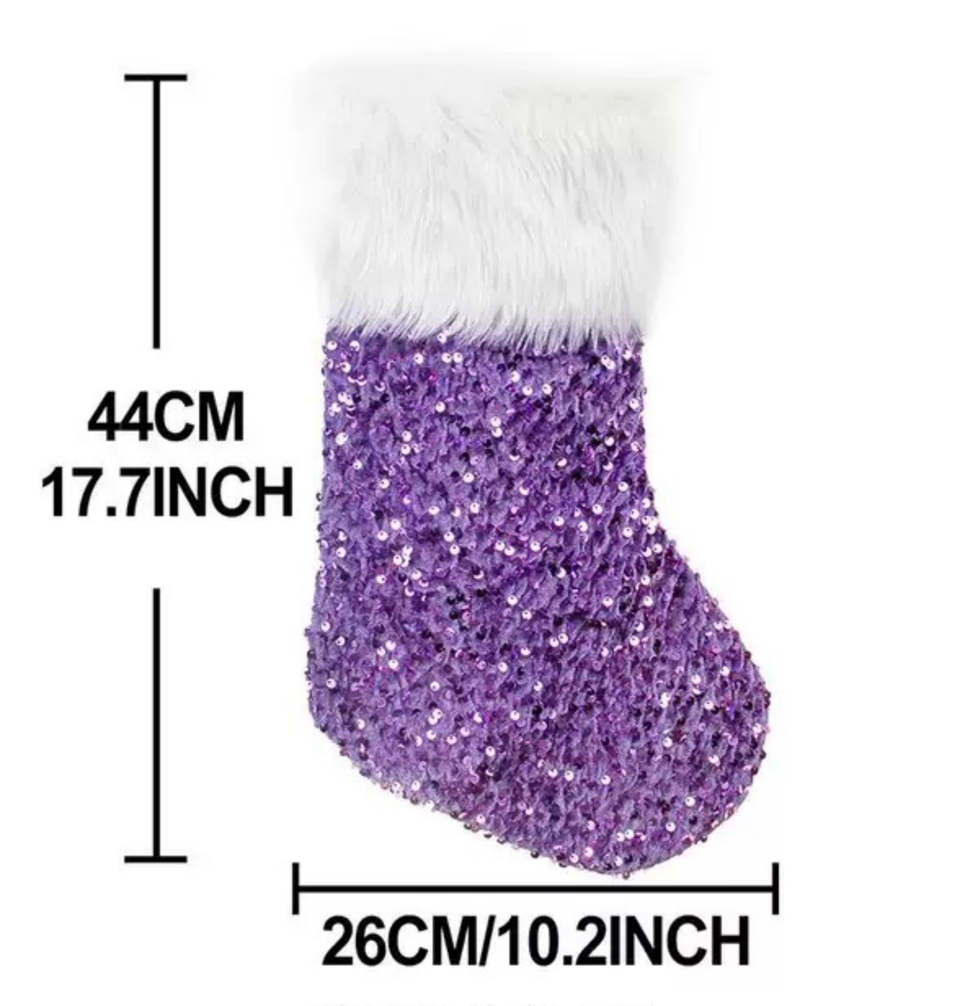 Personalized Sequin Christmas Stocking, Embroidered Name, Plush Faux ...