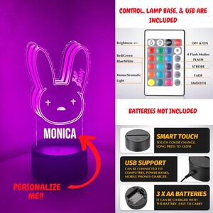 Bad Bunny,night Light,led Lamps,bad Bunny Merch,lamp for Kids,night ...