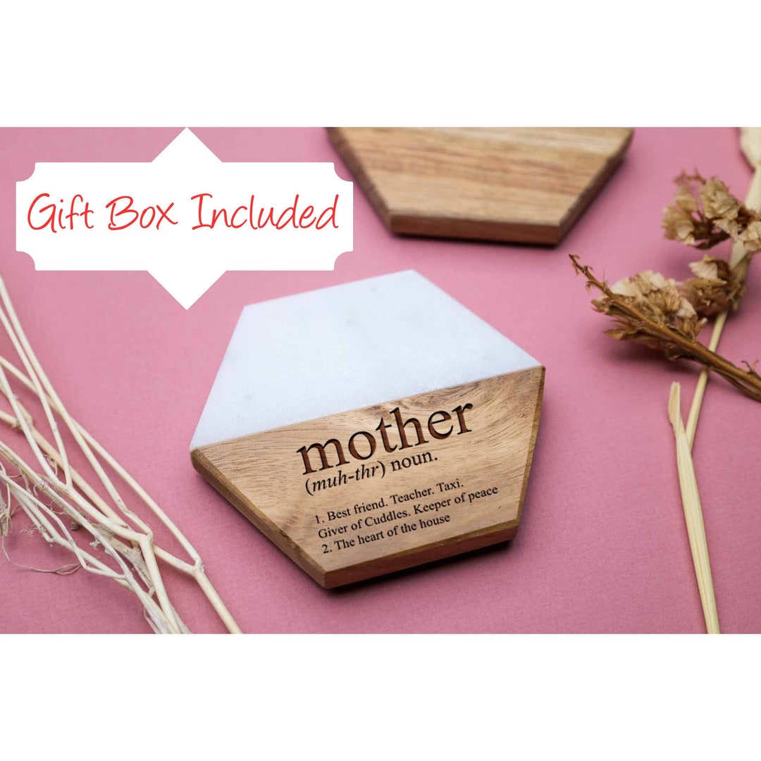 Mother Definition Coaster,mothers Day Gift Box,marble Wood Coasters ...
