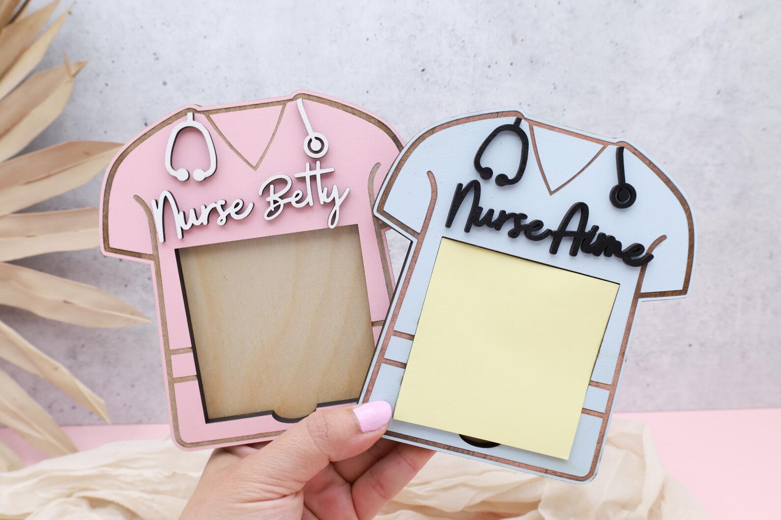 Personalized Nurse Sticky Note Holder: Scrub Top Design, Medical Gift ...