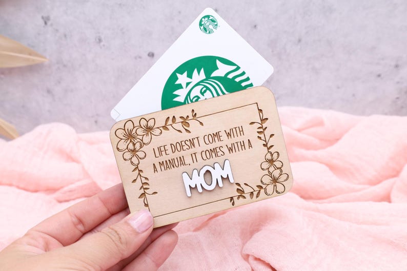 Engraved Wooden Gift Card Holder: Floral Mom Keepsake - Etsy