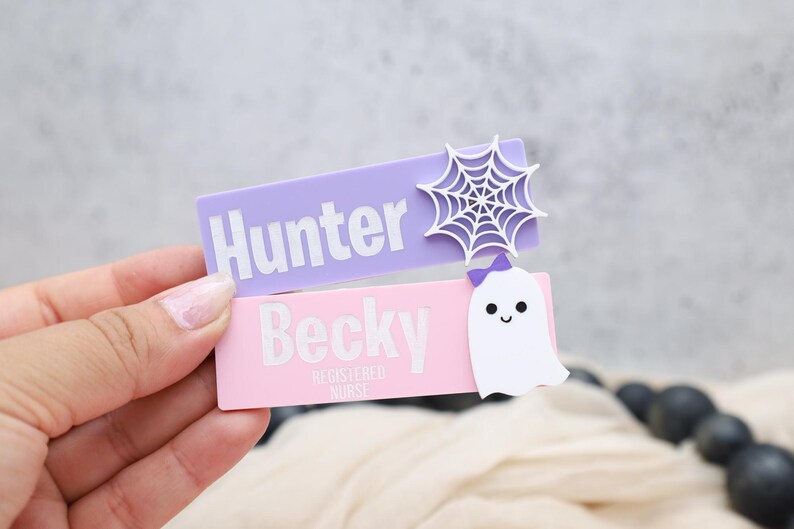 Halloween Name Tag-custom Acrylic Badge - Etsy