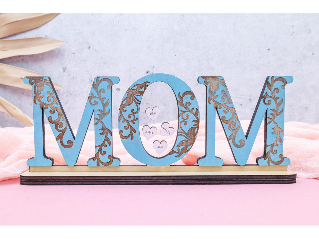 Mothers Day Sign,gift for Mom,mom Sign With Kids Names,floral Wooden ...