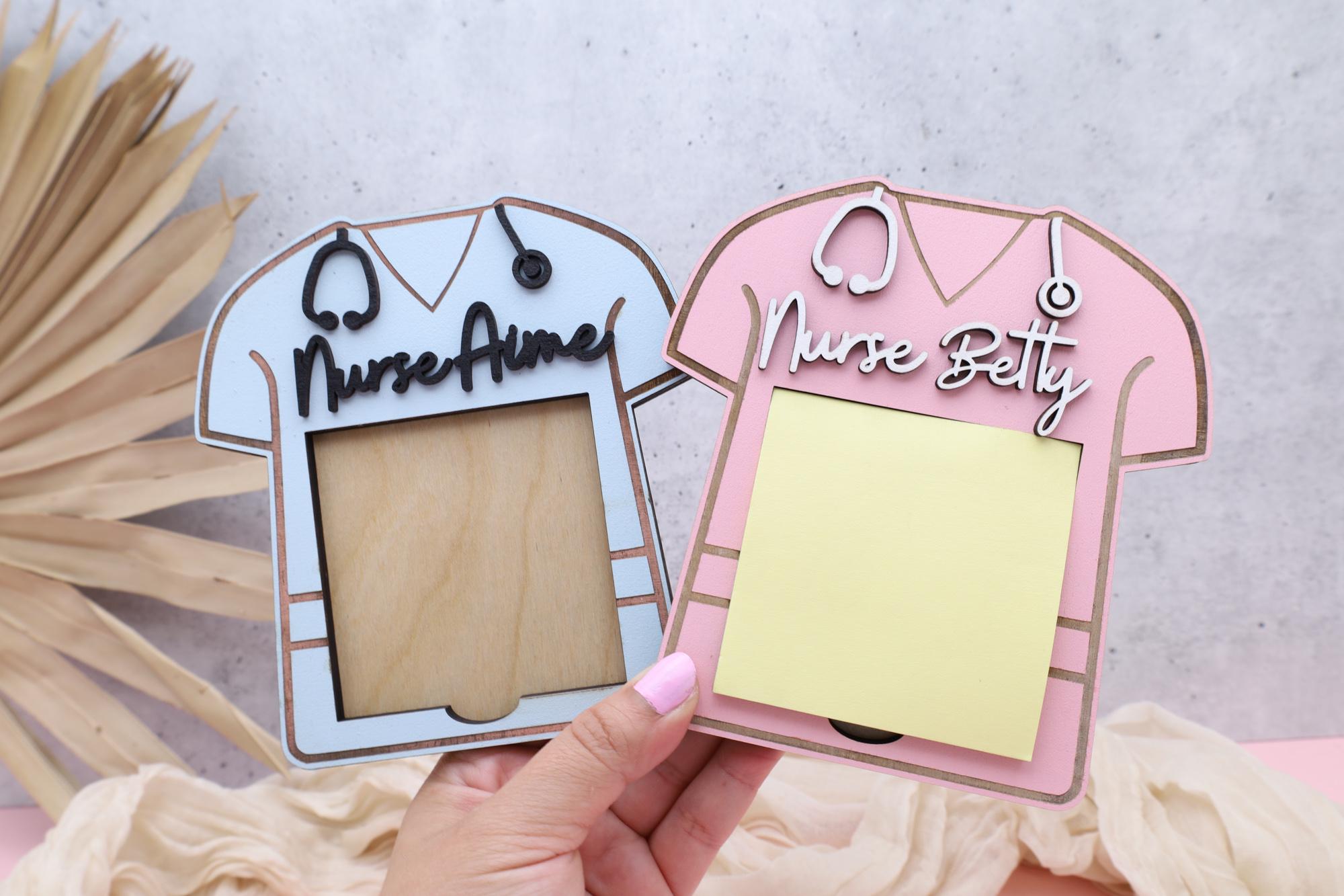 Personalized Nurse Sticky Note Holder: Scrub Top Design, Medical Gift ...