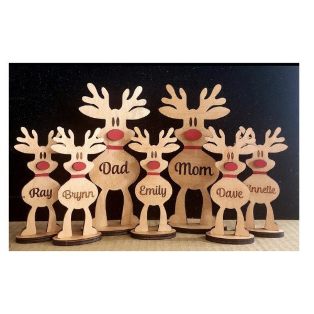 Personalized Birch Wood Reindeer: Christmas Table Name Tags - Etsy