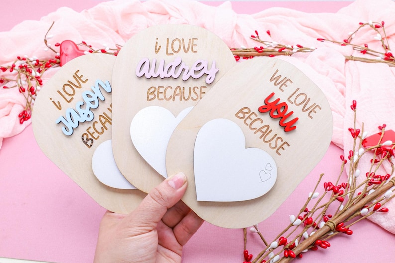 Personalized 'I Love You Because' Wooden Sign: Valentine's Day Decor - Etsy