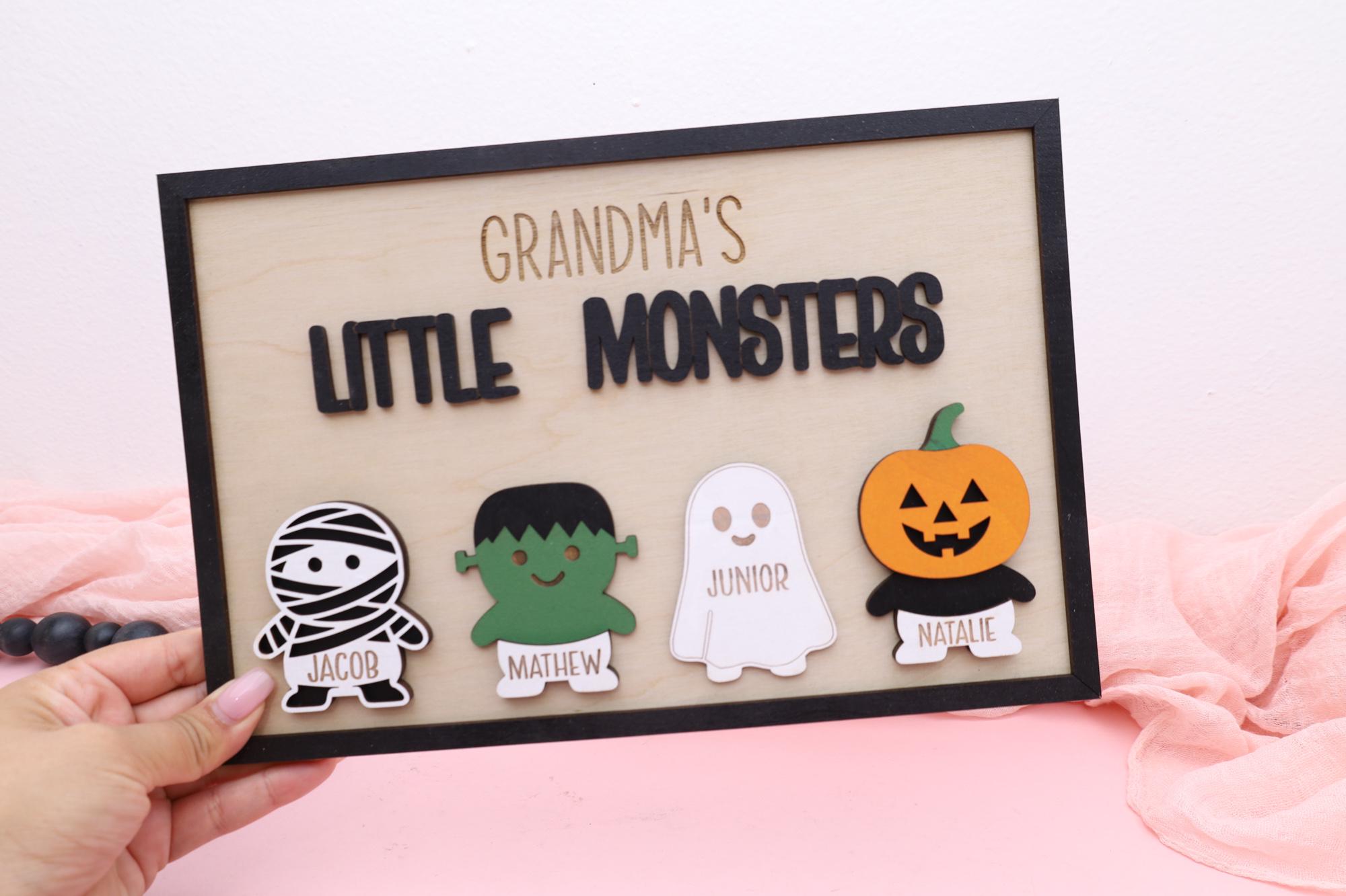 Personalized Grandma’s Little Monsters Sign – Custom Halloween Family ...