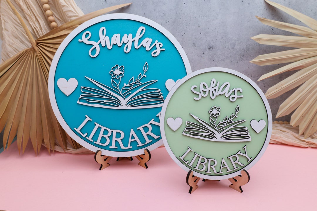 Personalized Wood Library Sign: Book Nook Decor - Etsy