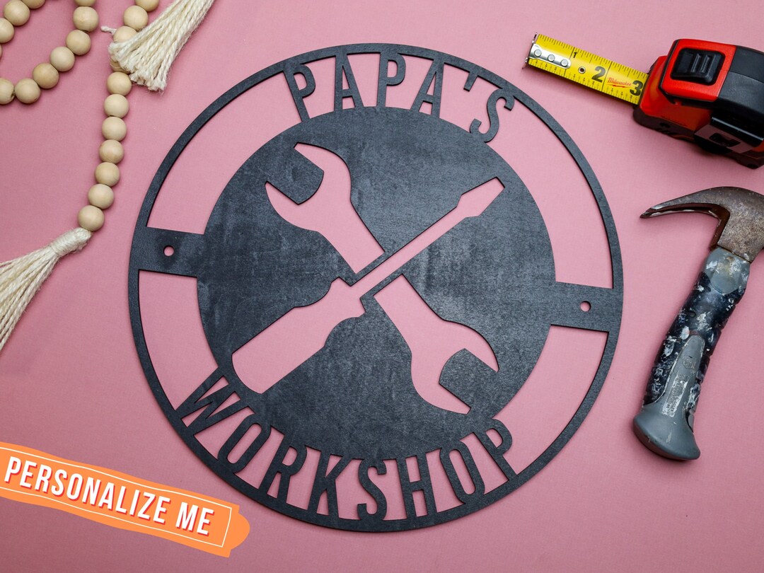 Personalized Papa's Workshop Sign: Handcrafted Wooden Garage Decor - Etsy