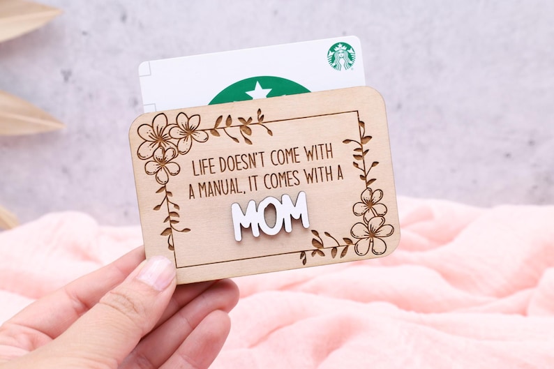 Engraved Wooden Gift Card Holder: Floral Mom Keepsake - Etsy