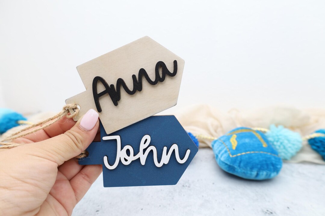 Personalized Hanukkah Name Tags-dreidel Gift Tags - Etsy