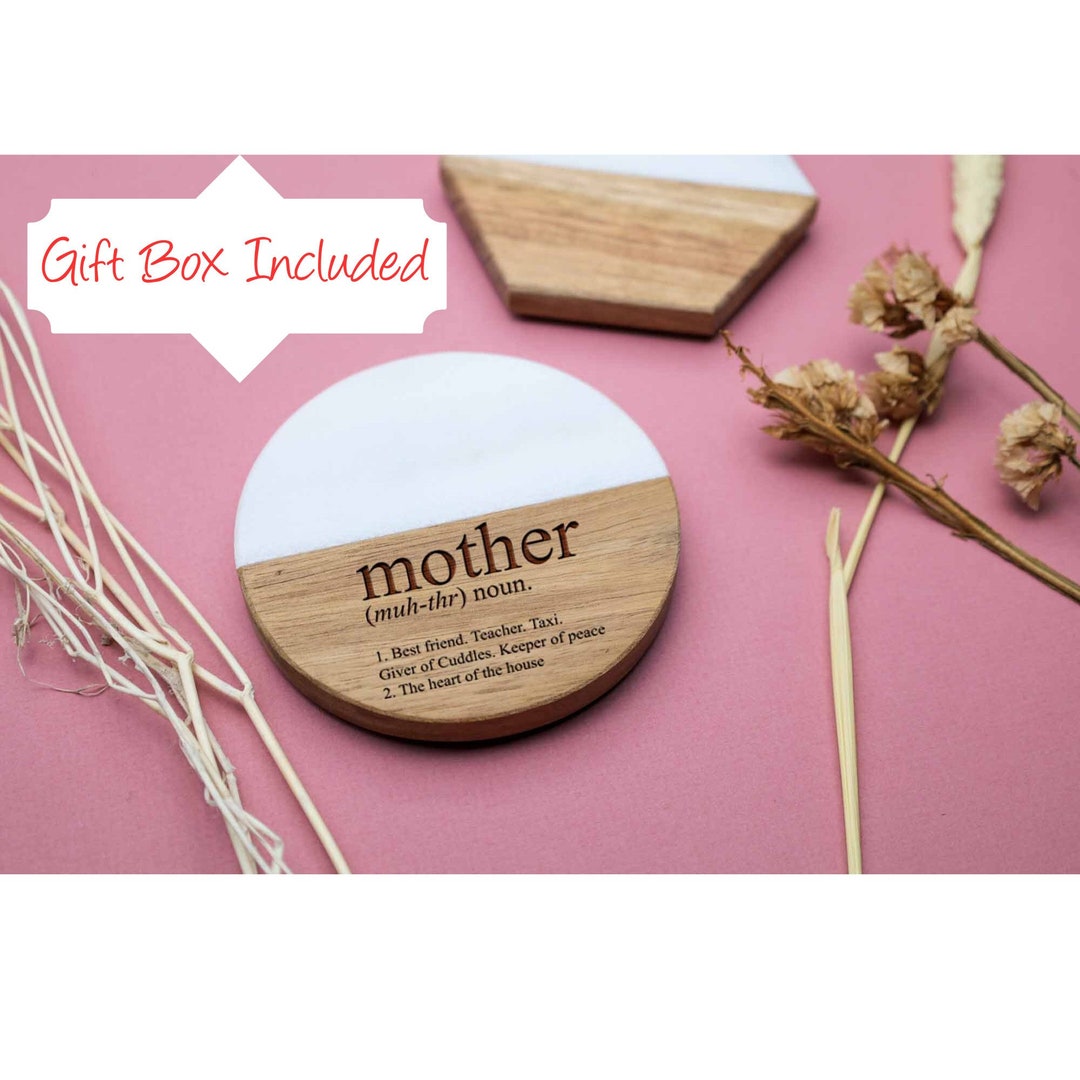 Mothers Day Gift,mother Definition Coaster,marble Wood Coasters,gifts ...