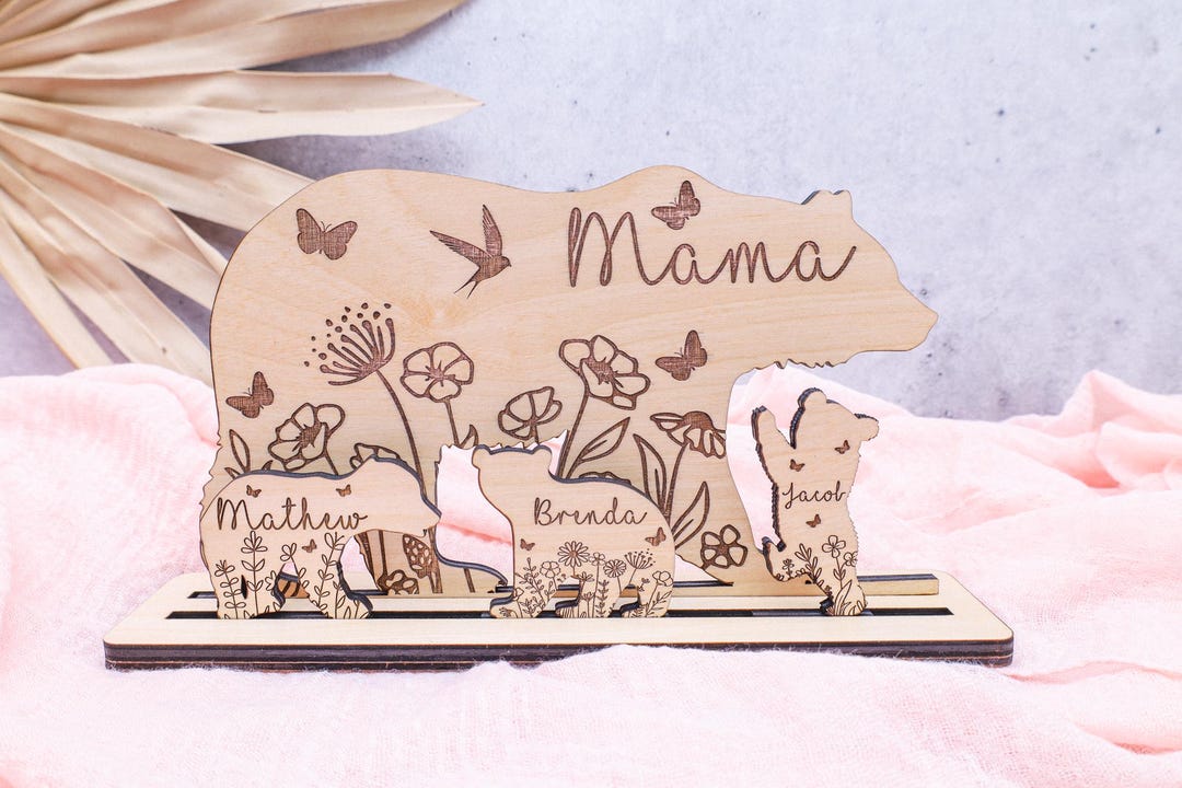 Custom Mama Bear Sign: Engraved Wood Family Decor - Etsy
