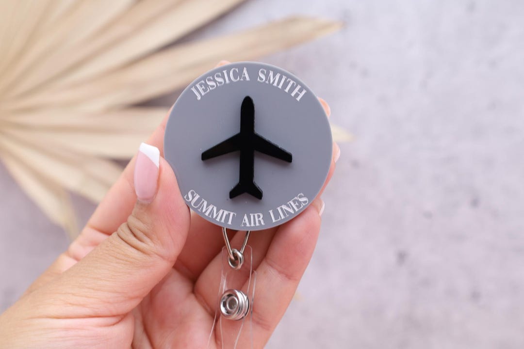 Custom Airplane Badge Reel: Aviation ID Holder, Airline Crew Gift - Etsy
