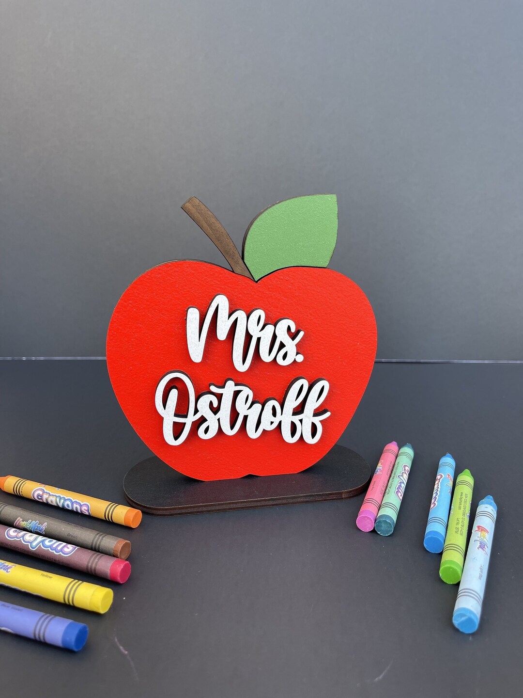 Personalized Teacher Apple Sign: Wooden Desk Decor - Etsy