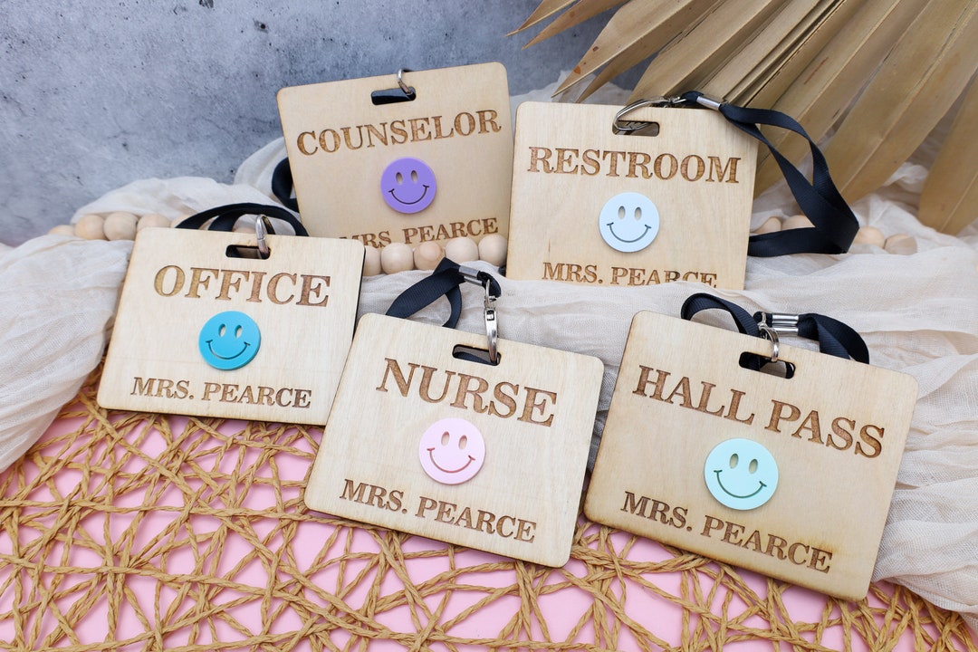 Wooden Hall Pass Lanyard: Teacher Accessories, Educator Gift - Etsy