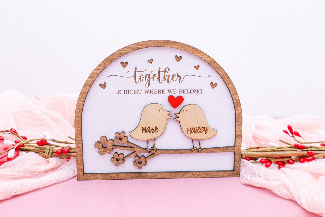 Personalized Love Birds Wooden Sign - Valentine's Day Decor - Etsy