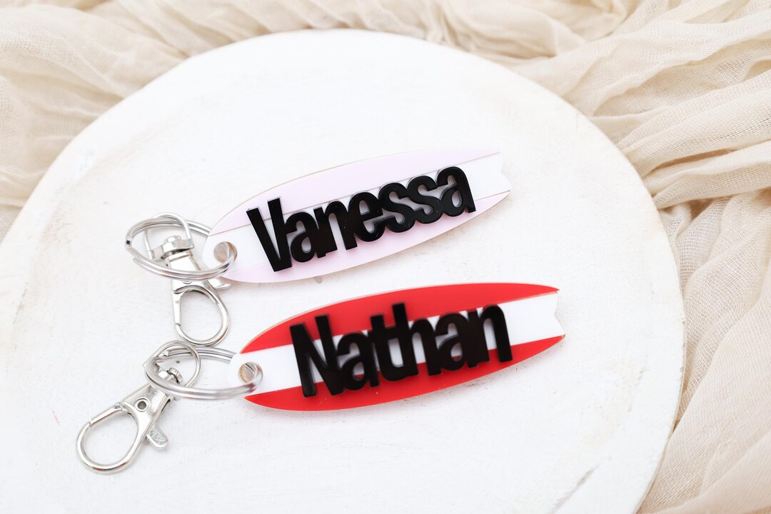 Surfboard Keychain, Personalized Surfboard, Custom Keychain, Acrylic ...