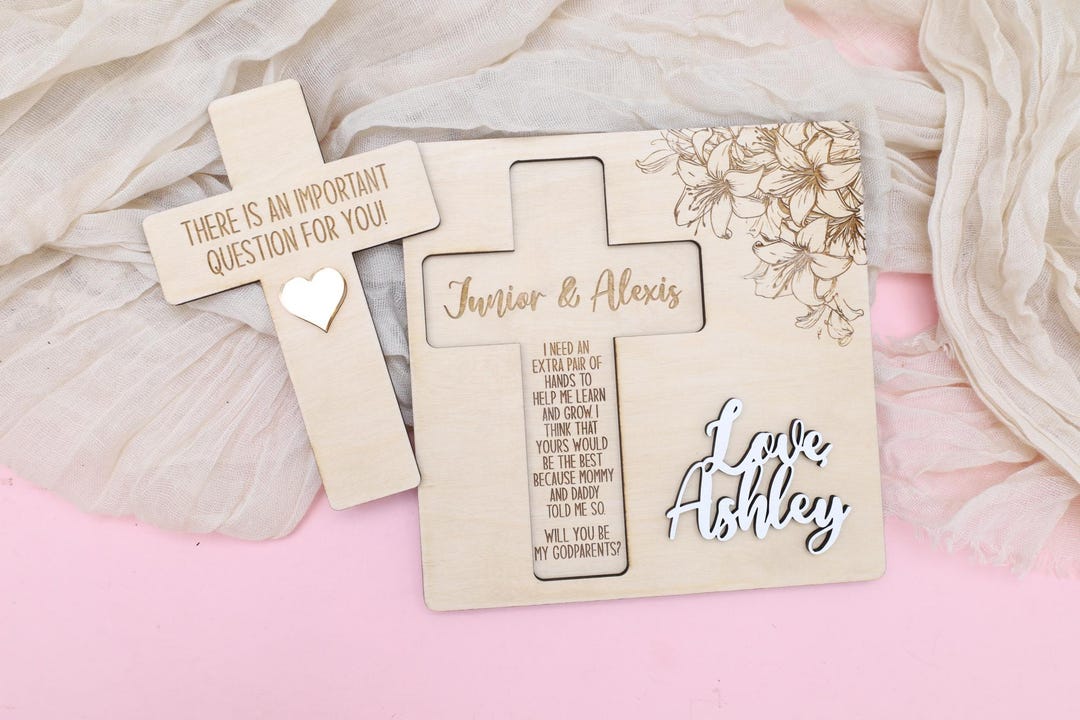 Personalized Wooden Cross: Godparent Proposal Gift, Baptism Keepsake - Etsy
