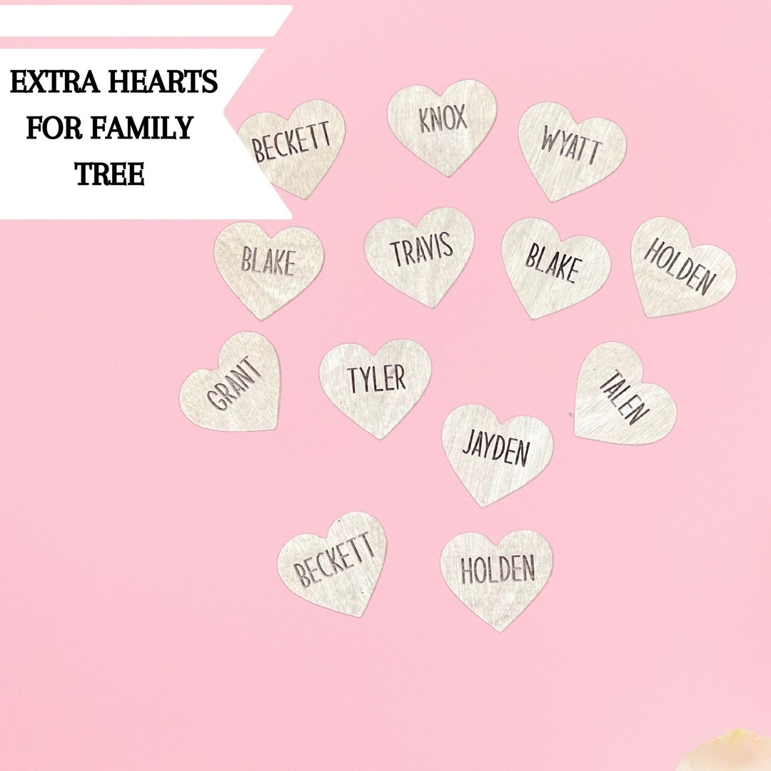 Family Tree Extra Hearts: Engraved Name Tokens - Etsy