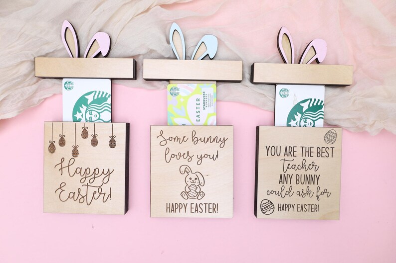 Bunny Easter Gift Card Holder: Wooden Spring Basket Filler - Etsy