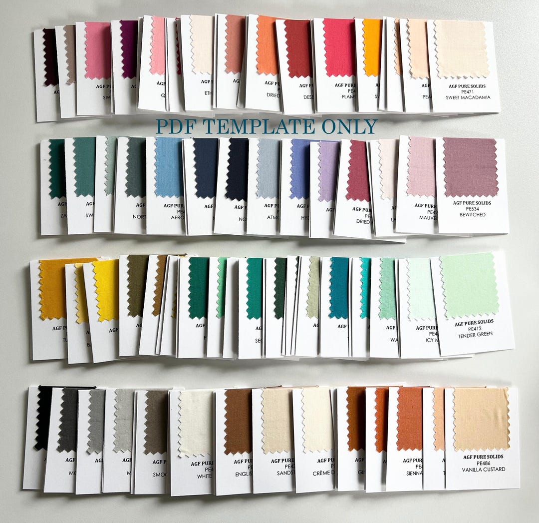 AGF Pure Solids PDF Template for Individual Fabric Swatches Digital ...