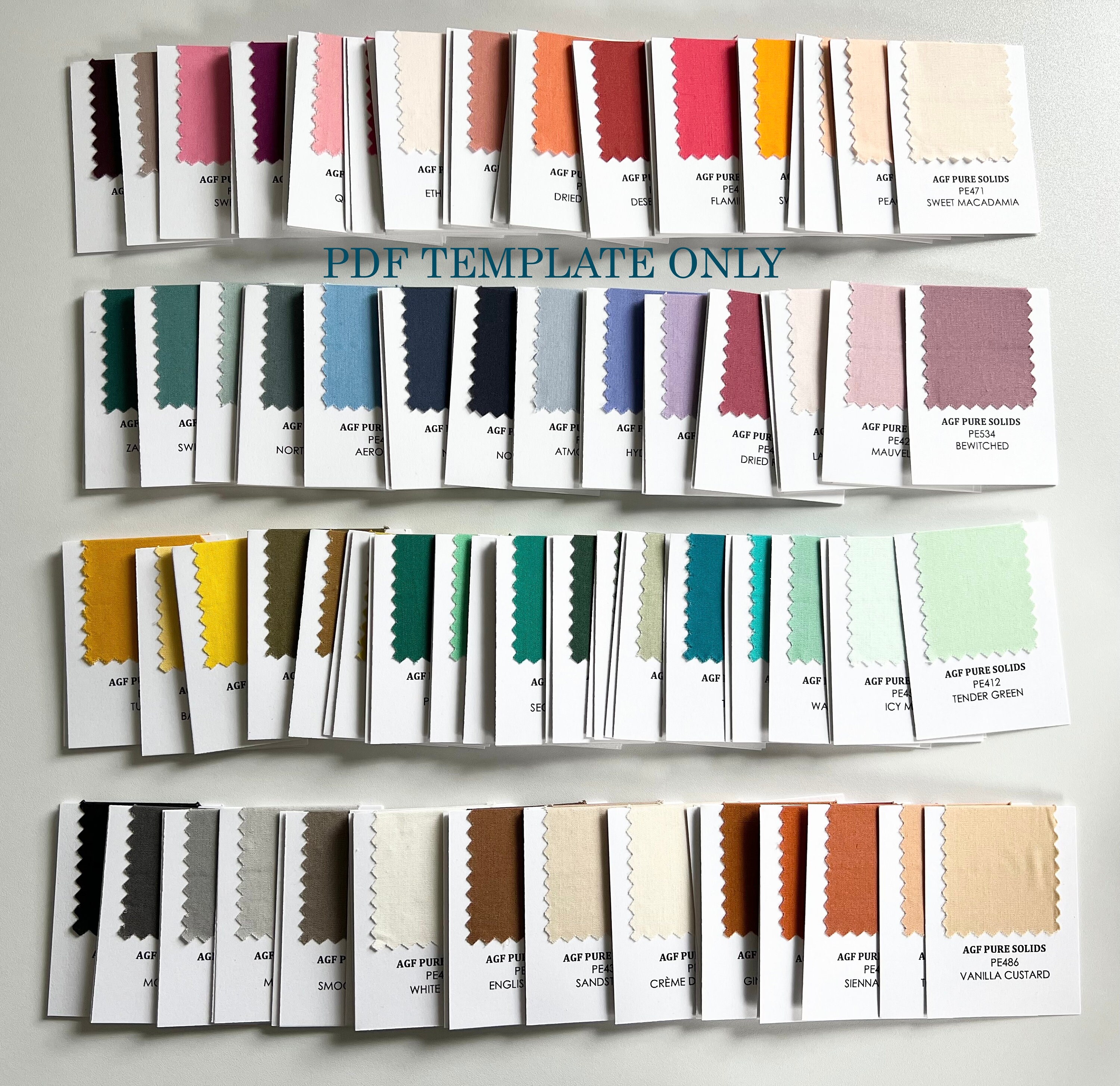 AGF Pure Solids PDF Template for Individual Fabric Swatches Digital ...