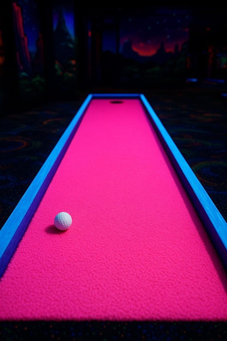 Glow in the Dark Mini Golf Putting Track With Black Light Turf 24x96 ...