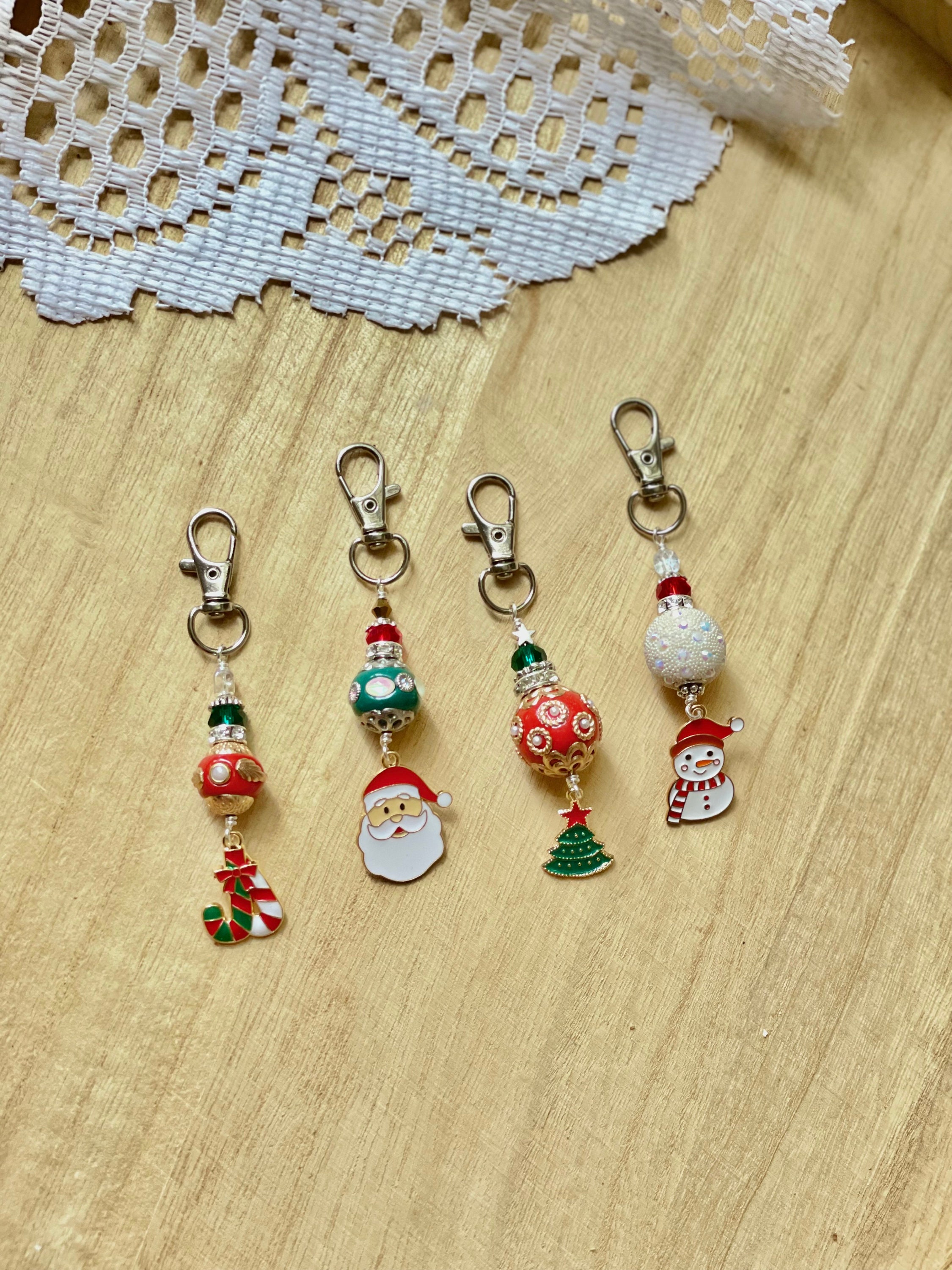 Holiday Keychain Purse Charms Christmas Charms Beaded - Etsy