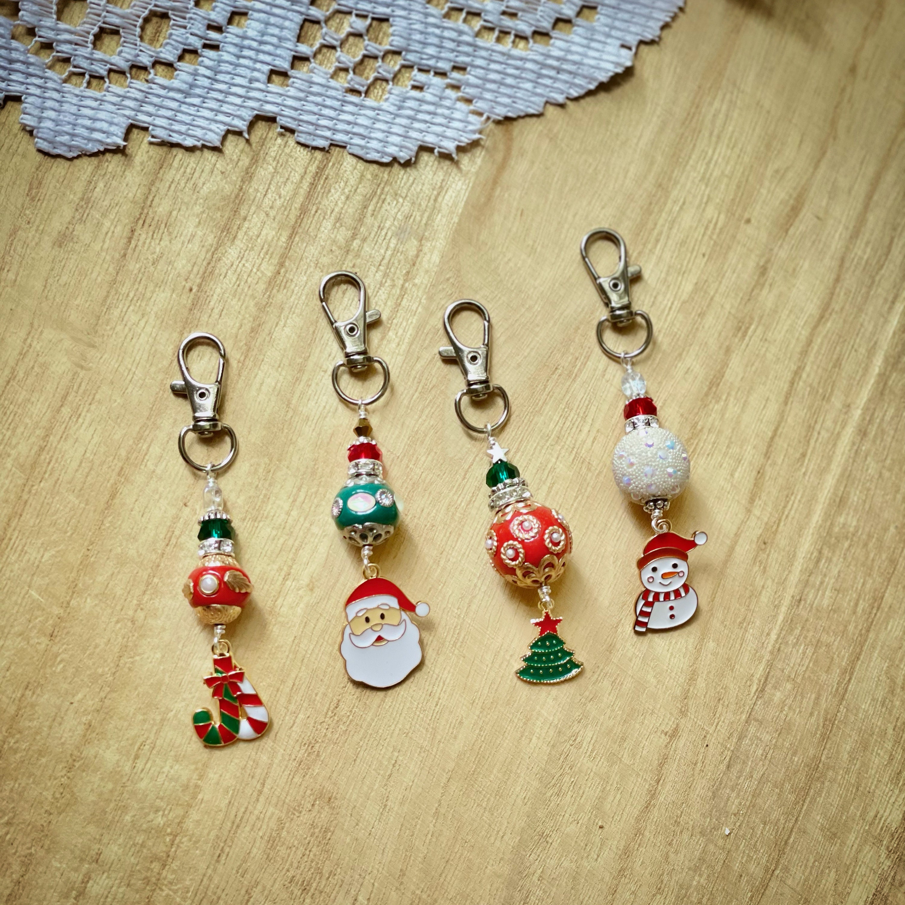 Holiday Keychain Purse Charms Christmas Charms Beaded - Etsy