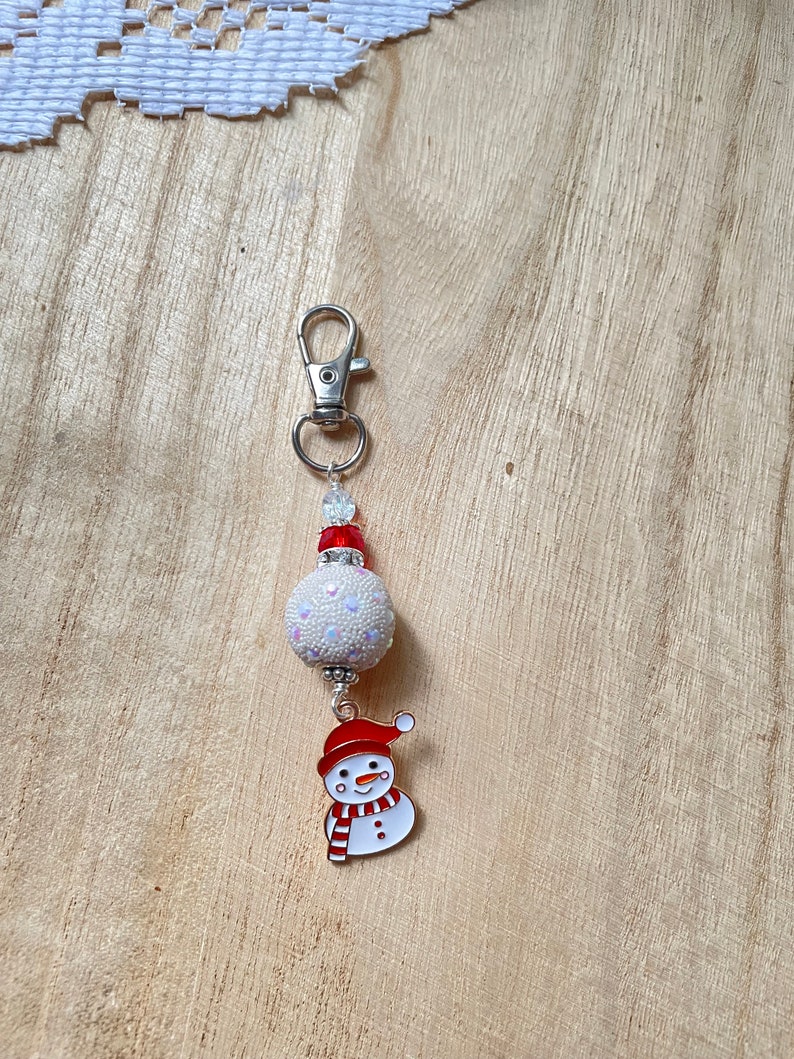 Beaded Christmas Charm, Holiday Keychain, Festive Purse Accessory - Etsy