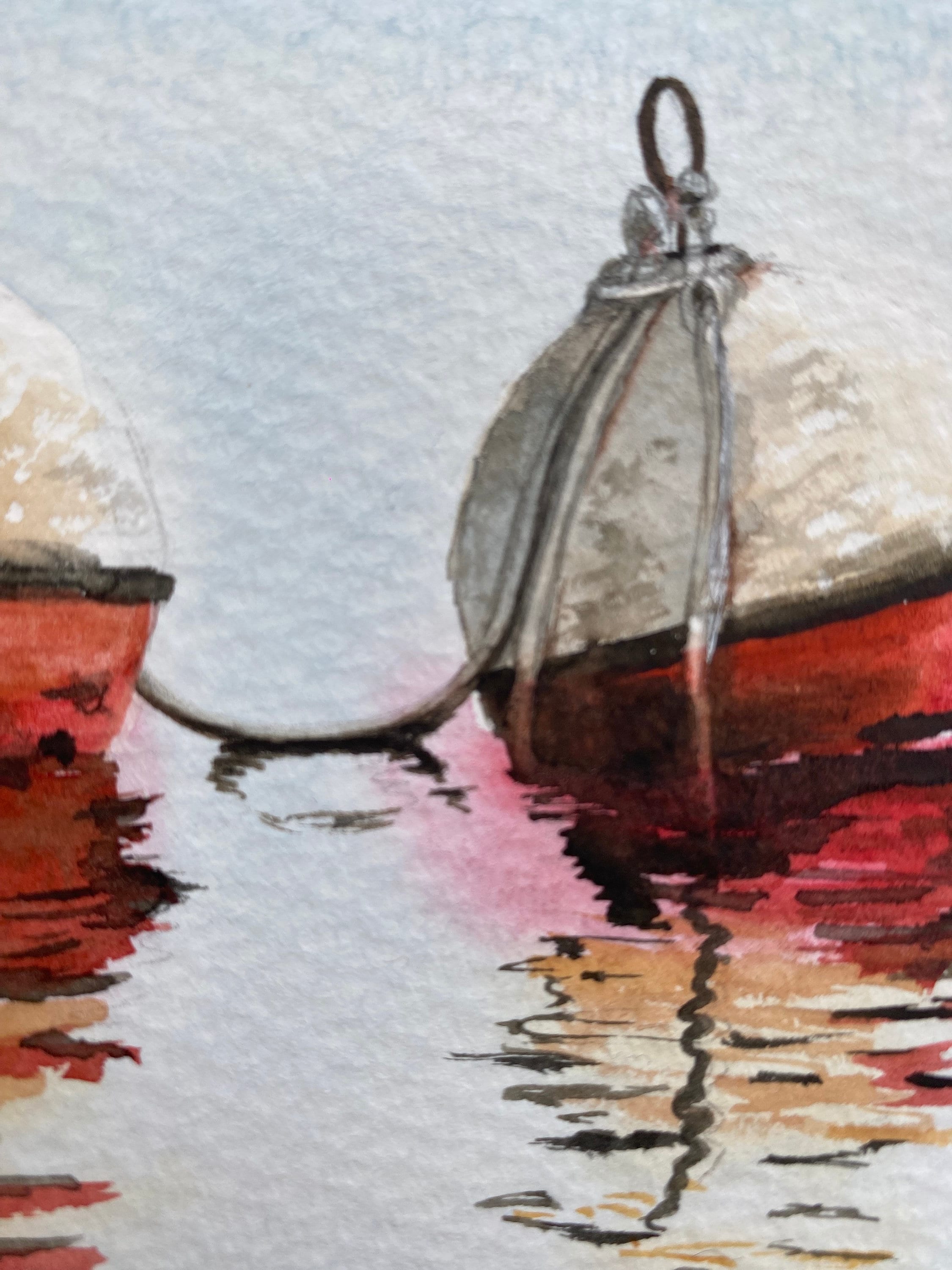 Sea Mooring Buoys ORIGINAL PAINTING POSTCARD Watercolour - Etsy