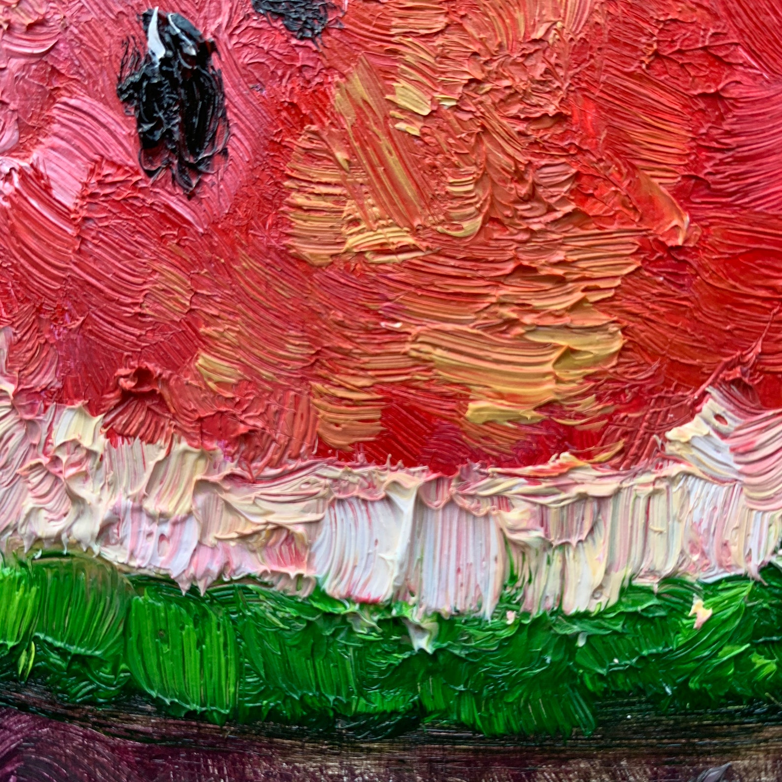 ORIGINAL Watermelon Still life abstract oil painting wood | Etsy