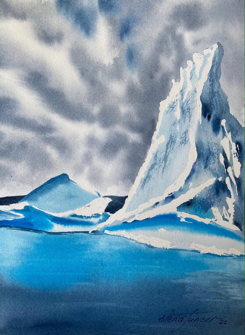 Original Iceberg Watercolor Painting: Alaska Landscape Art (9x12") - Etsy