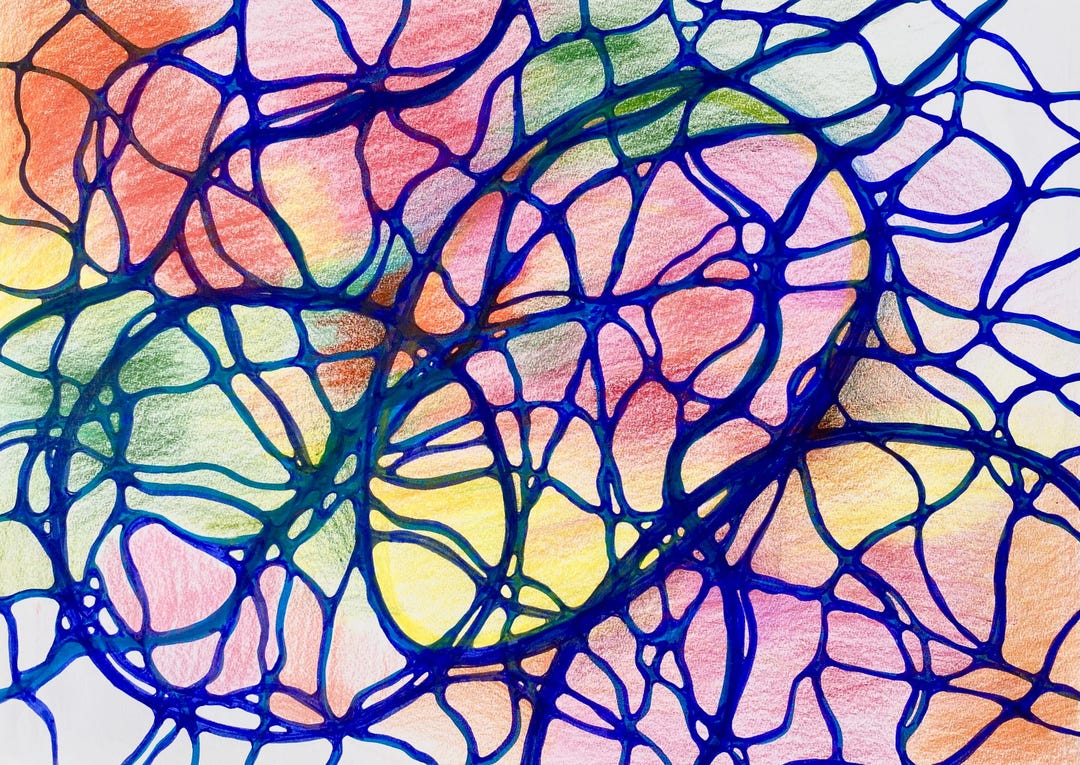 Neurographic Art Therapy ORIGINAL Painting Abstract Colorful Wall Decor ...