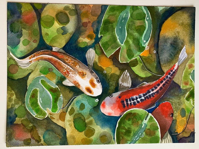 Koi Fish ORIGINAL Painting Watercolor, Japanese Art (12x9) Unframed, by ...
