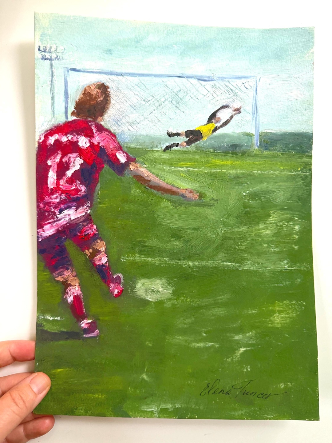 Original Oil Painting: Soccer Player in Action - Sports Wall Art 8x12 ...