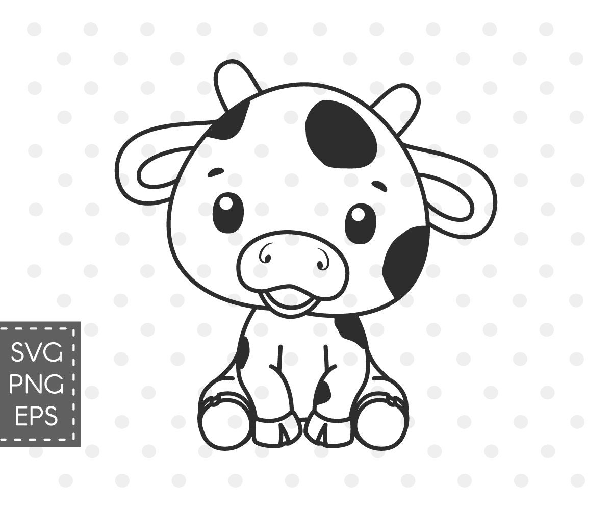 Cute Cow Outline SVG