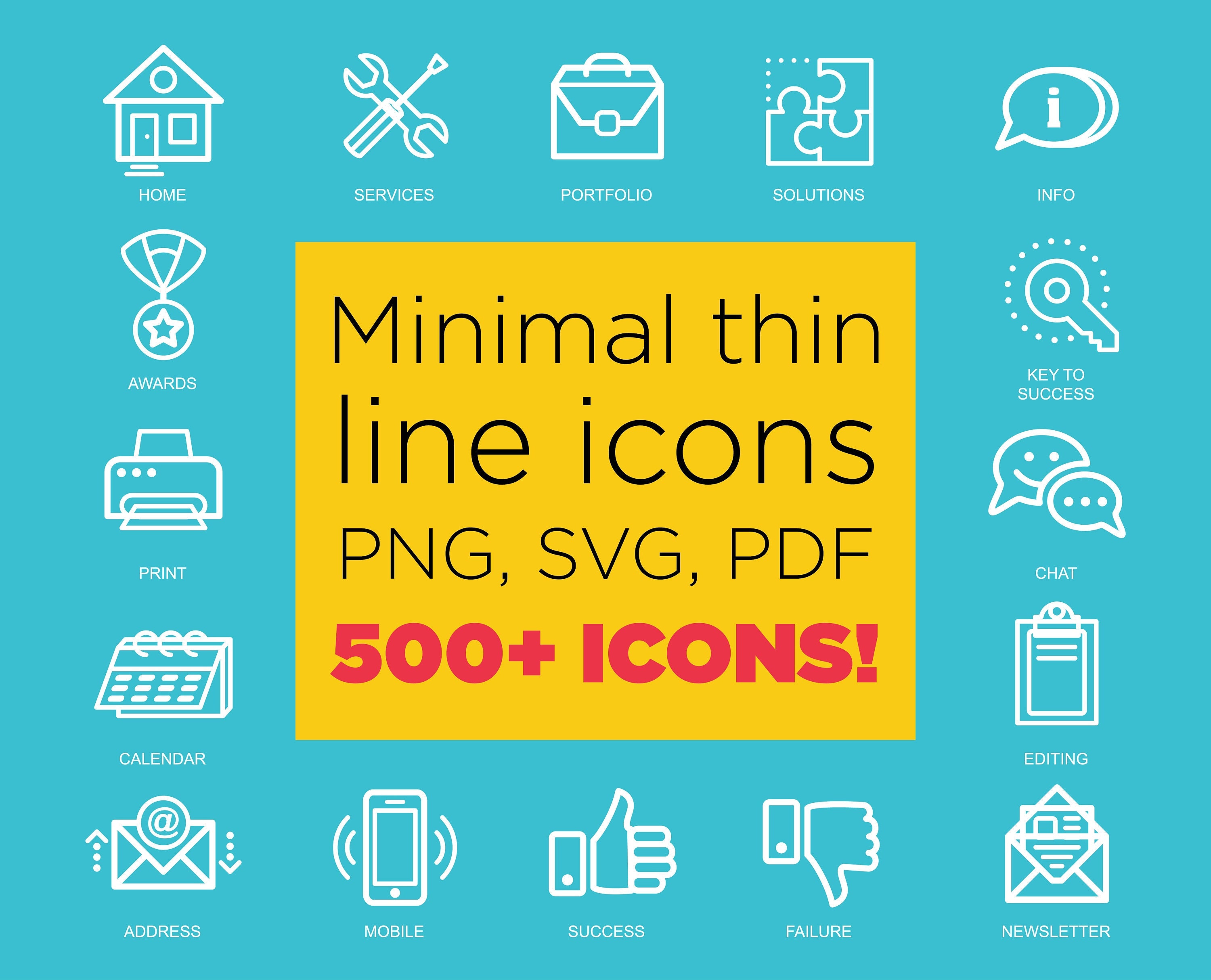 SVG Icons Bundle - 500+ Icons - Business Icons, Social Icons, Editable ...