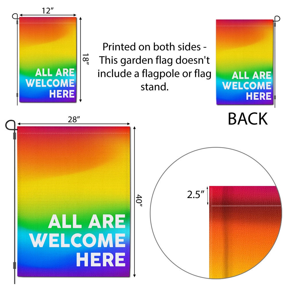 All Are Welcome Here Flag, LGBTQ Gay Pride Garden Flag sold by Coffee ...